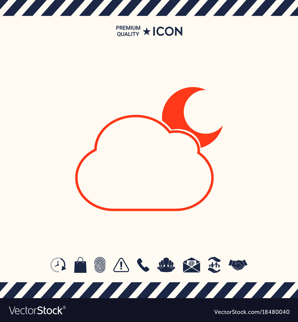 Cloud moon symbol - ico Royalty Free Vector Image