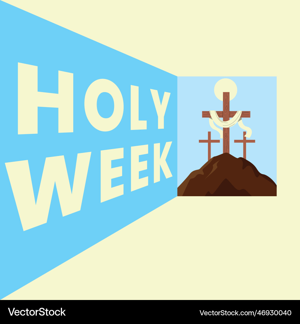 Colored holy week poster with three crosses Vector Image
