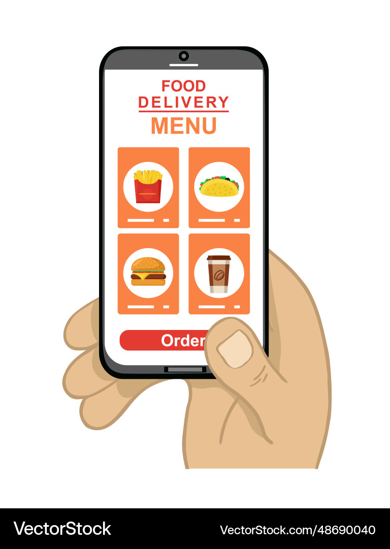 Ordering fast food online via smartphone Vector Image