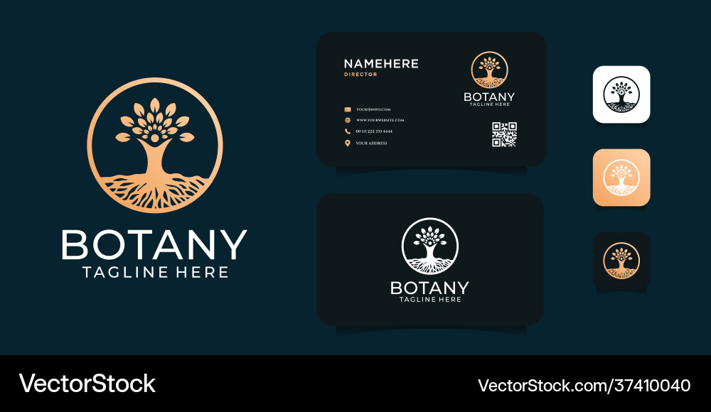Organic natural gold tree logo concept Royalty Free Vector