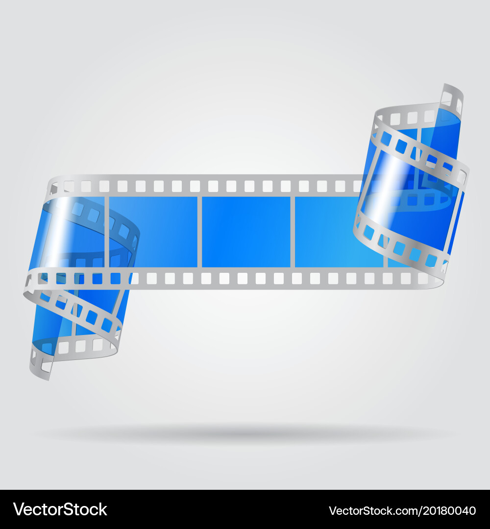 Paper curled film with blue transparent frames Vector Image