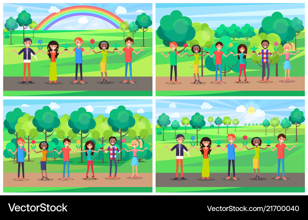 People cartoon characters multinational citizens Vector Image