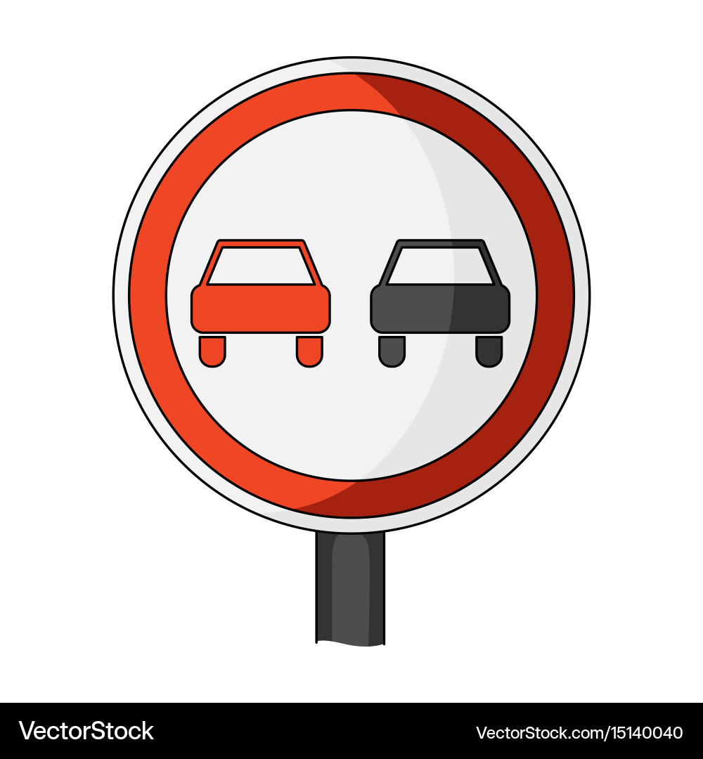 Road sign overtaking is prohibited car single Vector Image