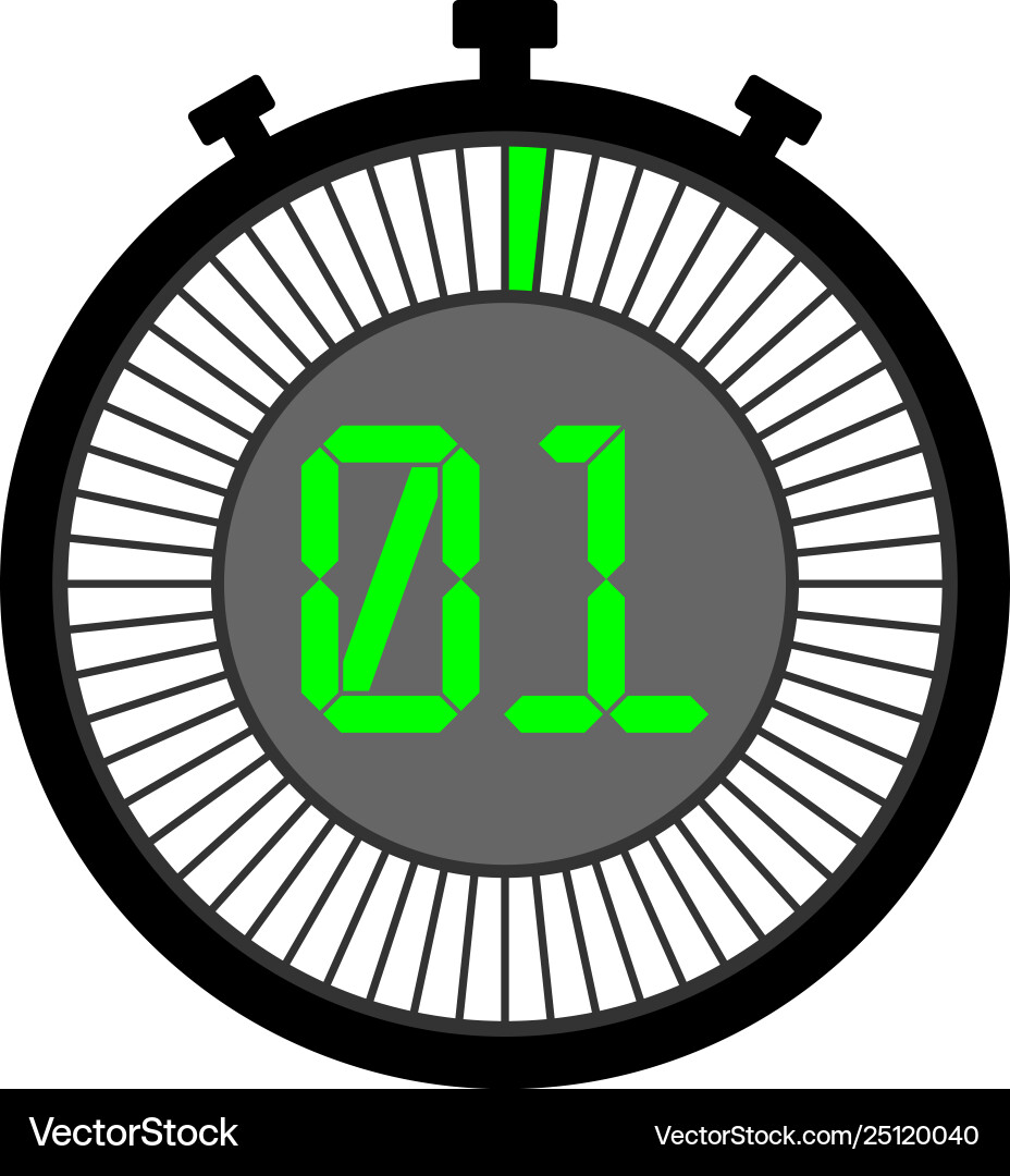 Stopwatch icon 1 seconds green Royalty Free Vector Image