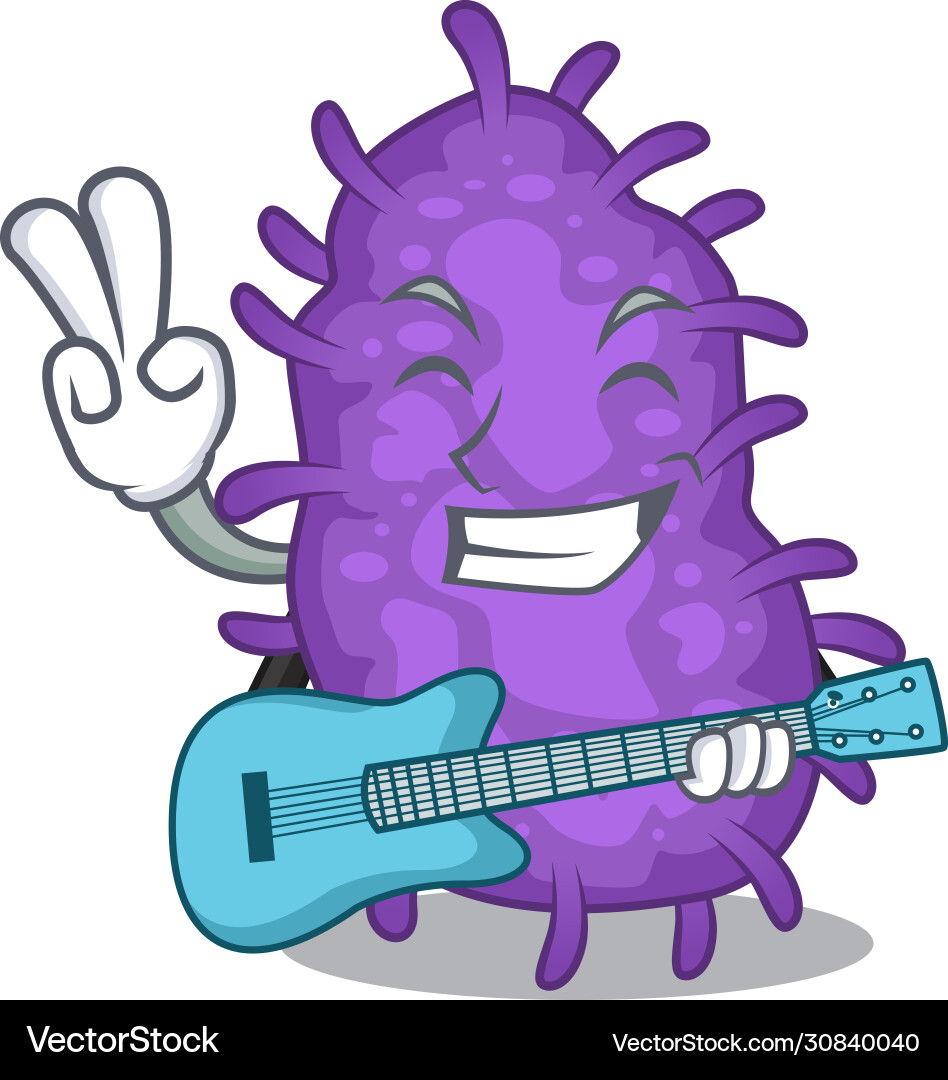 Talented musician bacteria bacilli cartoon Vector Image