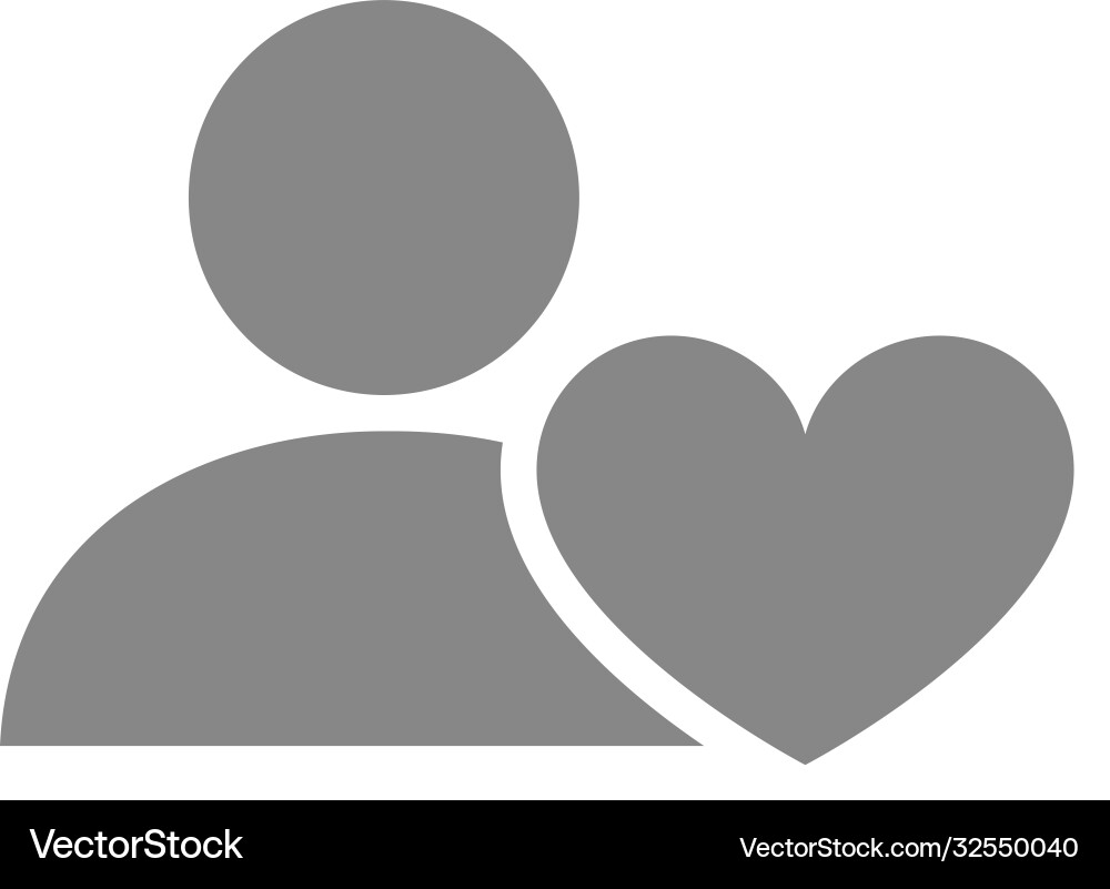 User profile with heart grey icon charity Vector Image