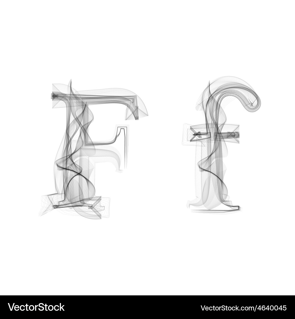 Black smoke font letter f Royalty Free Vector Image