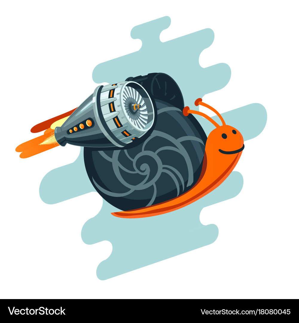 Business metaphor flying snail with rocket Vector Image