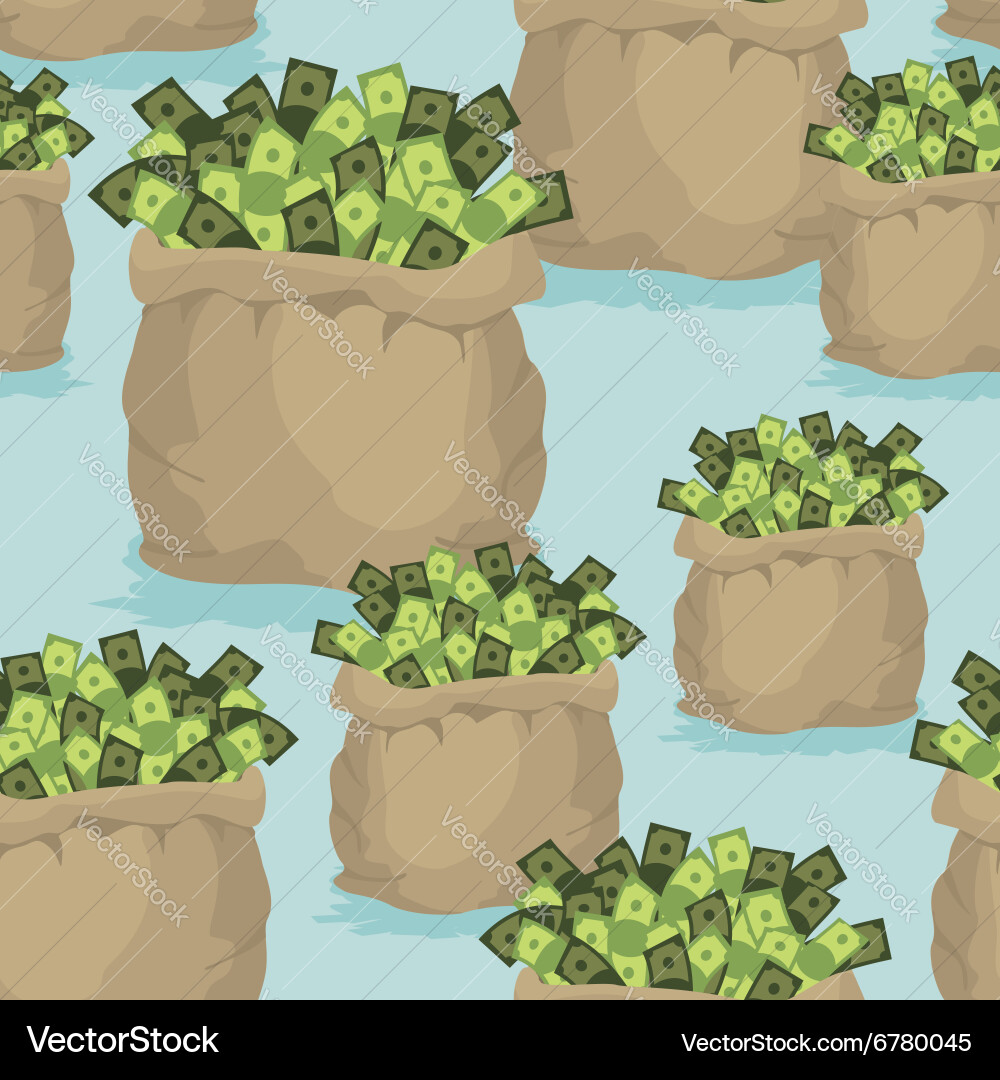 Cash bag seamless background pattern of dollars Vector Image