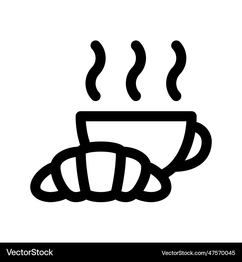 Coffee and croissant outline icon graphics Vector Image