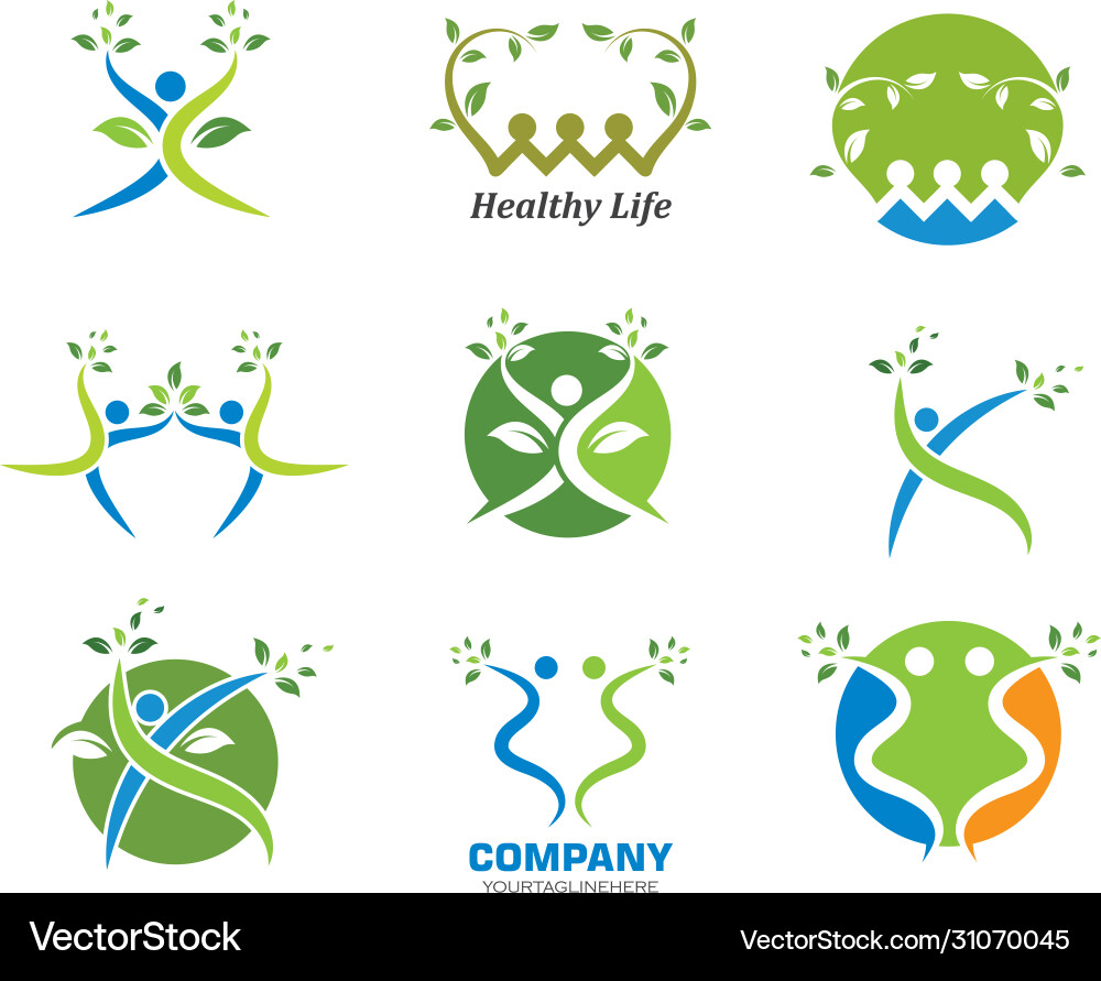 Healthy life people logo template Royalty Free Vector Image