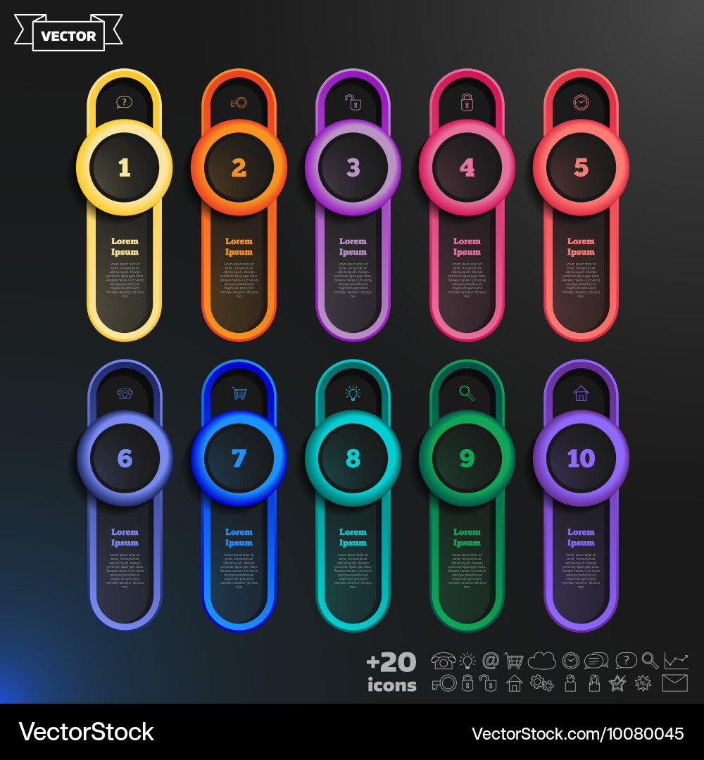 Infographic design list with colorful circles Vector Image