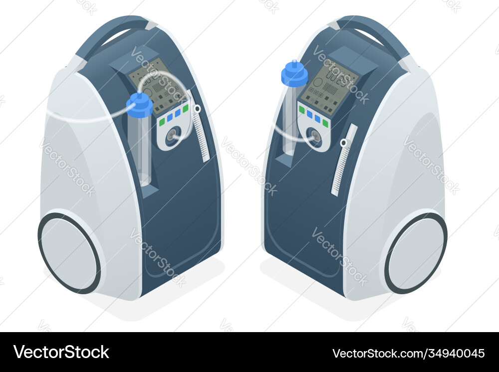 Isometric home medical oxygen concentrator Vector Image