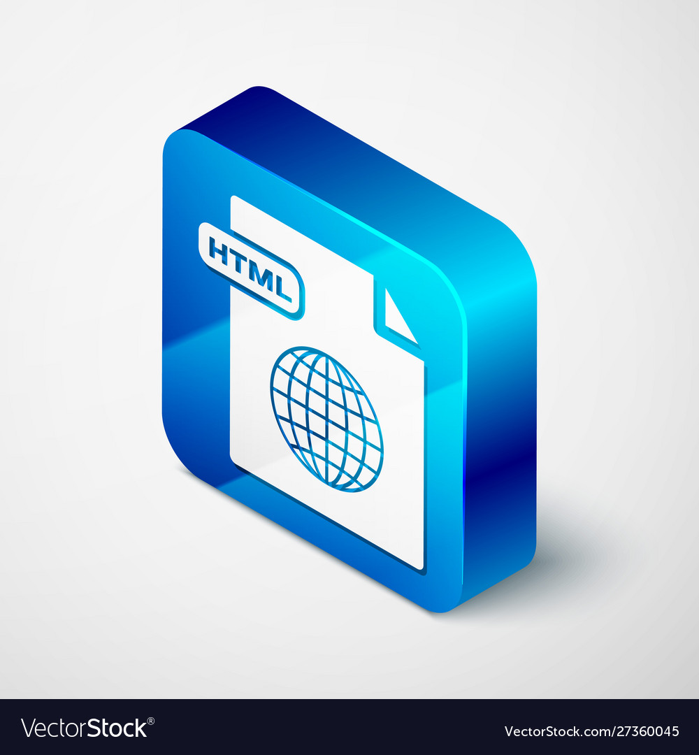 Isometric Html File Document Download Html Button Vector Image