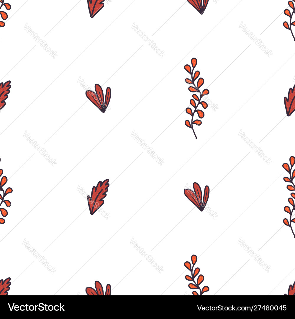 Orange autumn brunch and leaves seamless pattern Vector Image