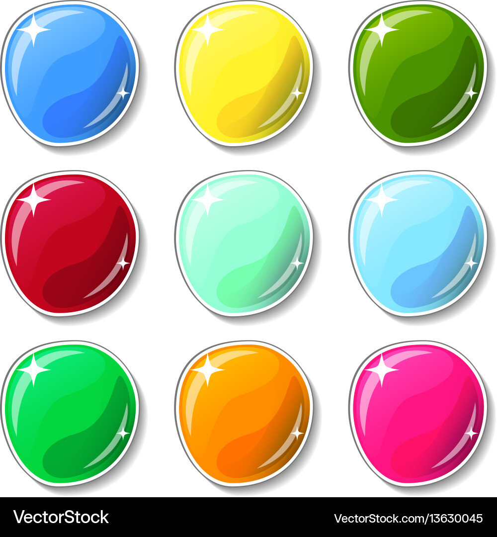 Shiny colorful buttons with glass surface effect Vector Image