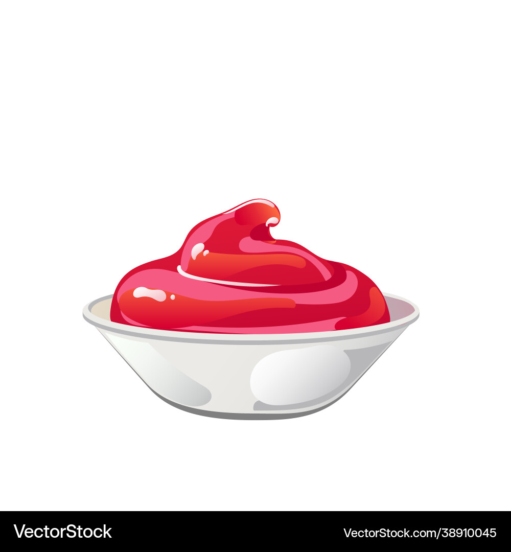 Tomato ketchup in bowl Royalty Free Vector Image