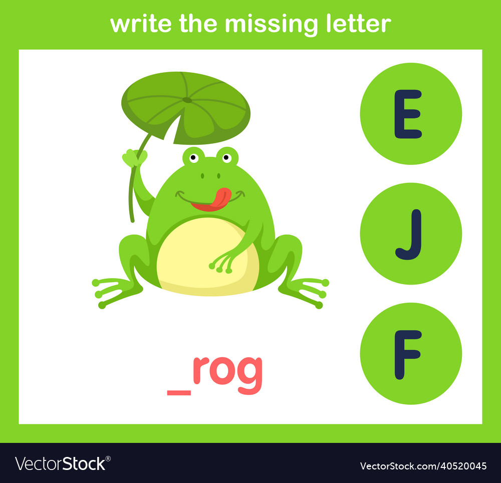 Write the missing letter Royalty Free Vector Image