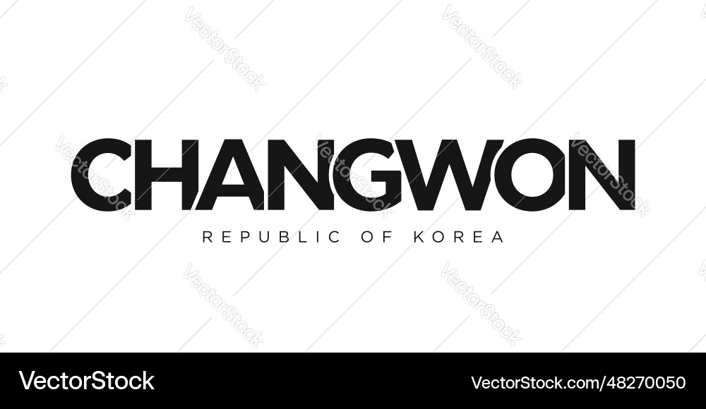 Changwon in the korea emblem design features Vector Image
