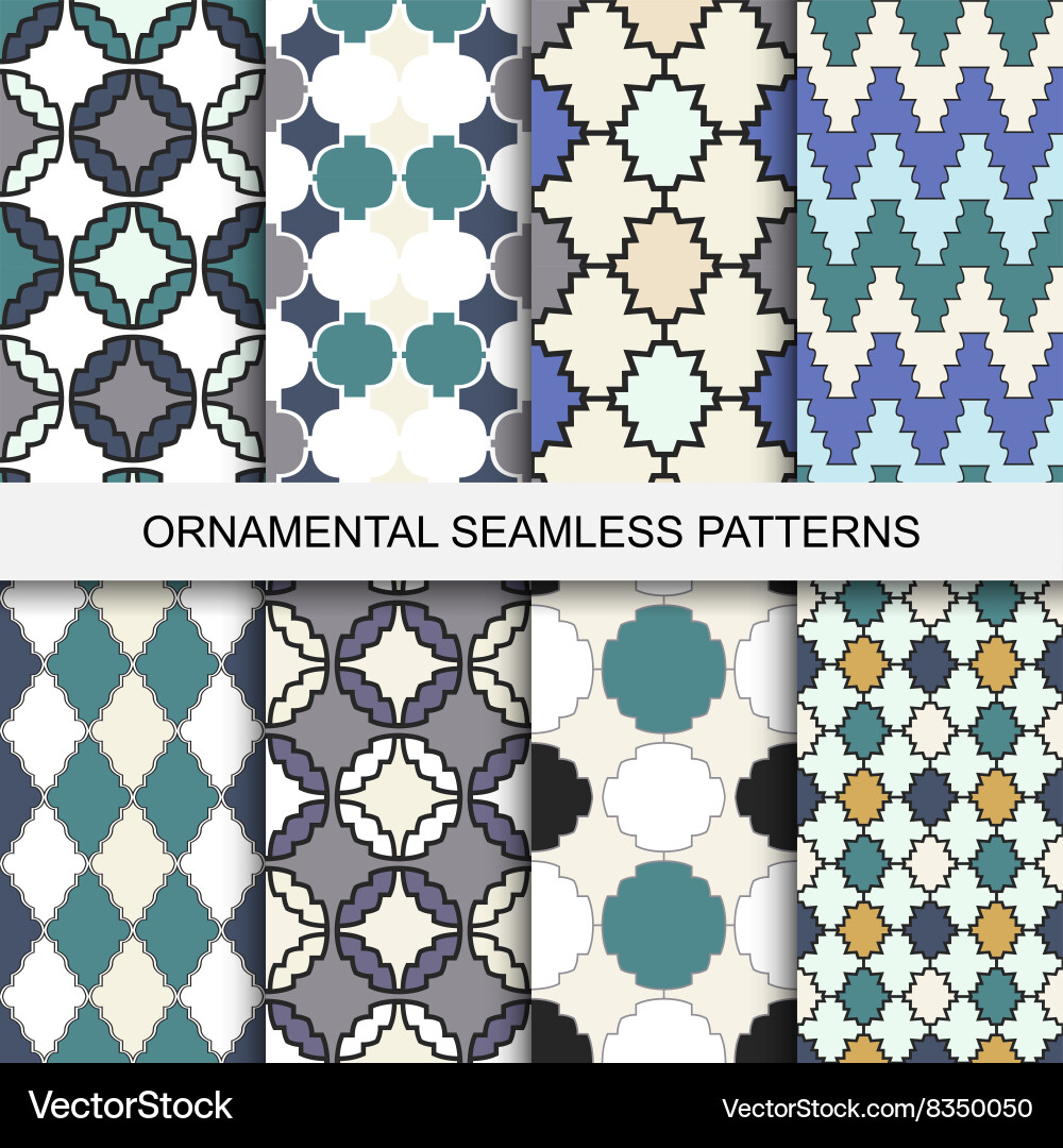 Collection of seamless ornamental patterns Vector Image