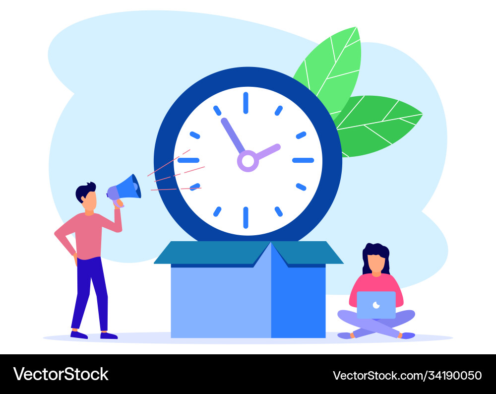 Graphic cartoon character time management Vector Image
