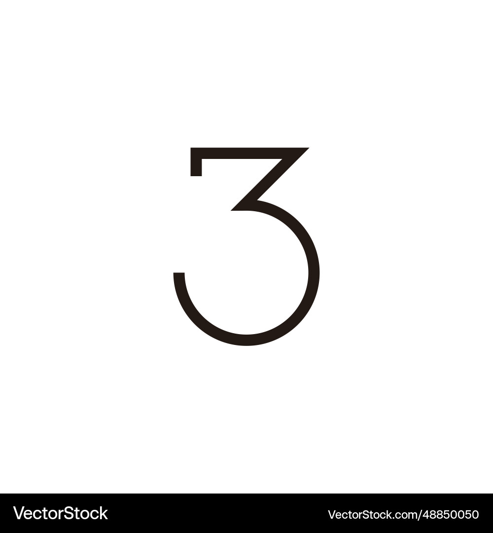 Number 3 simple geometric symbol logo Royalty Free Vector