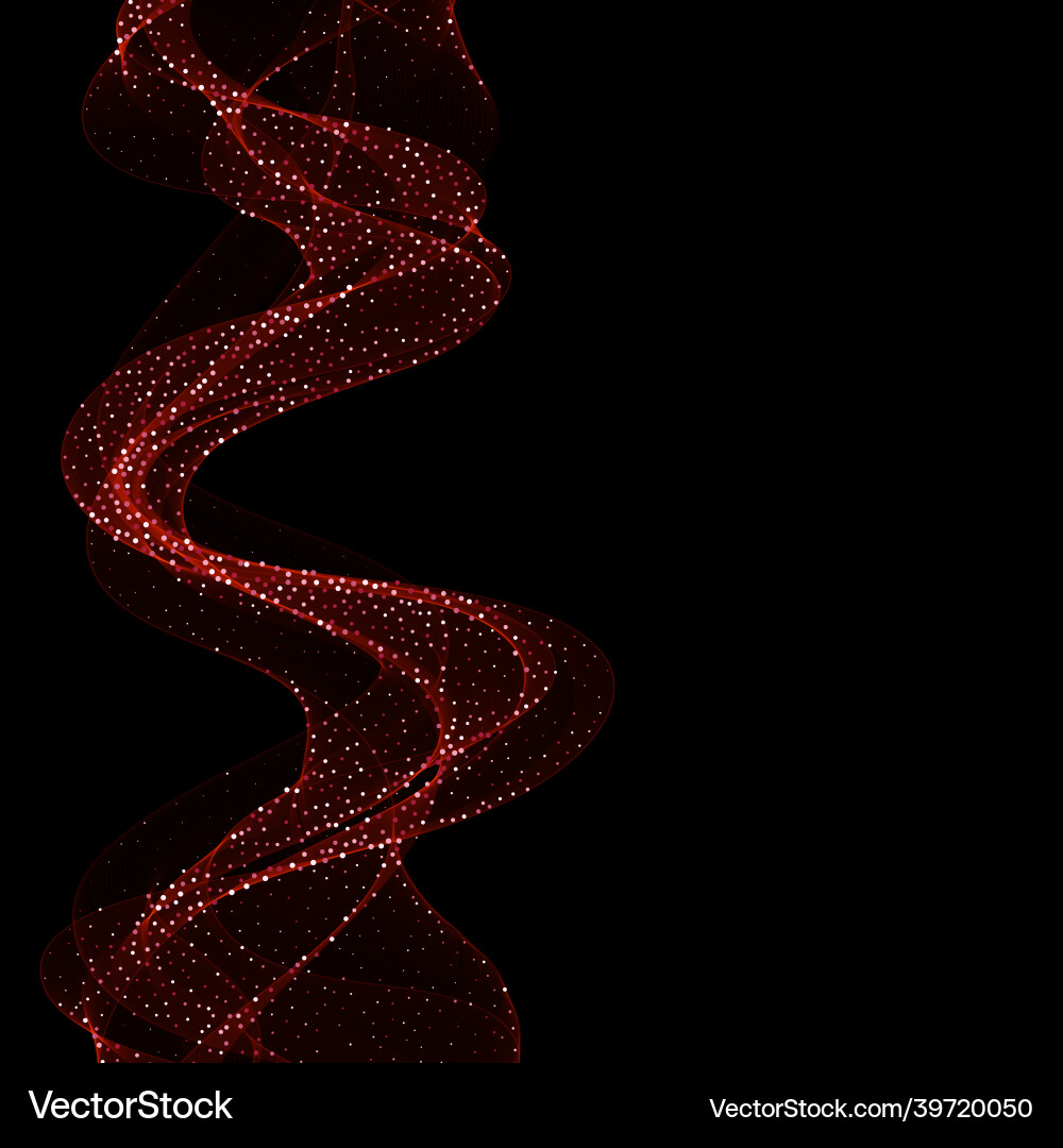 Red neon wave with glitter particles festive Vector Image