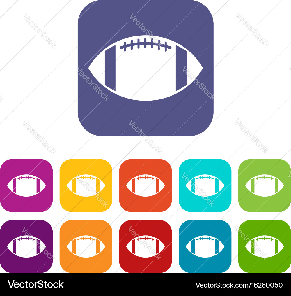 Rugby ball icons set Royalty Free Vector Image