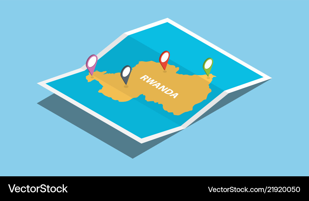 Rwanda africa explore maps with isometric style Vector Image