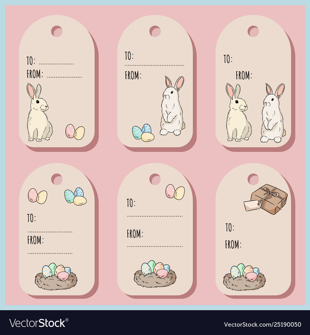 Set with easter gift tags and cards Royalty Free Vector