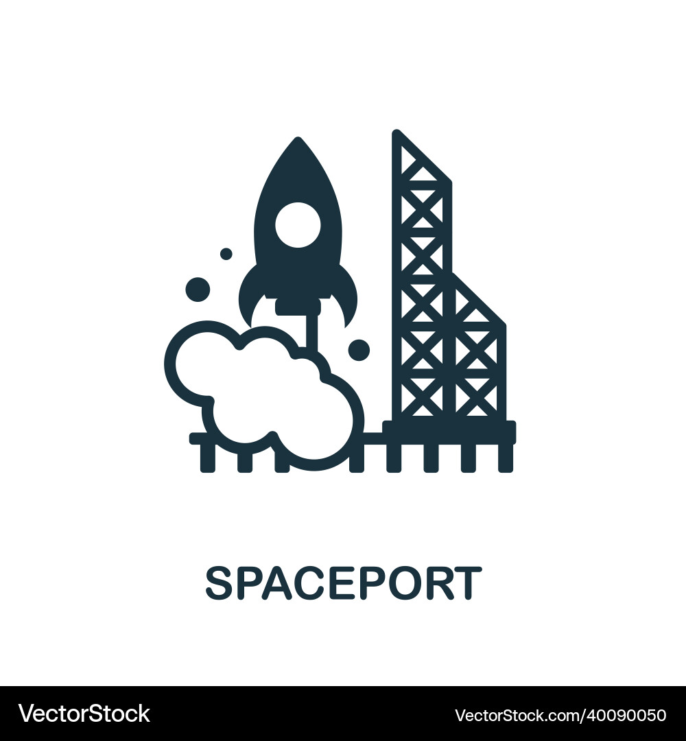 Spaceport icon monochrome sign from space Vector Image