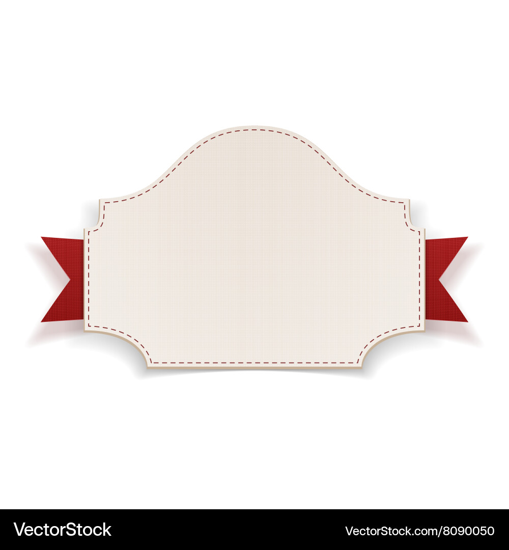 White badge with red ribbon Royalty Free Vector Image