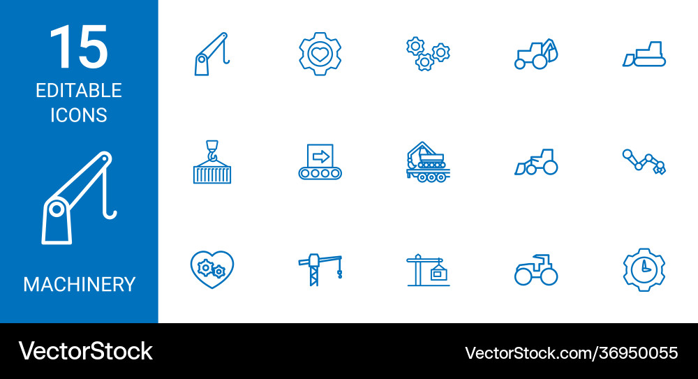 15 machinery icons Royalty Free Vector Image - VectorStock