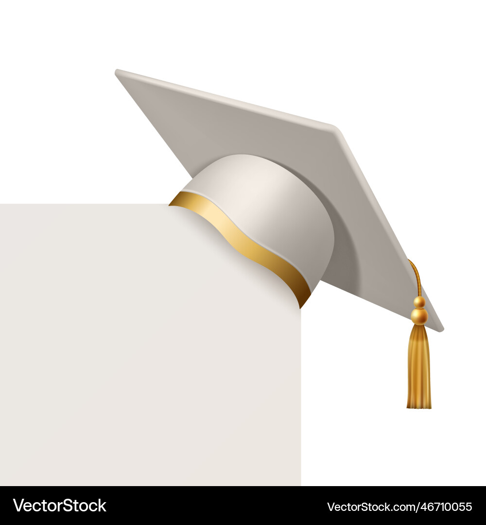 3d realistic white graduate college high Vector Image