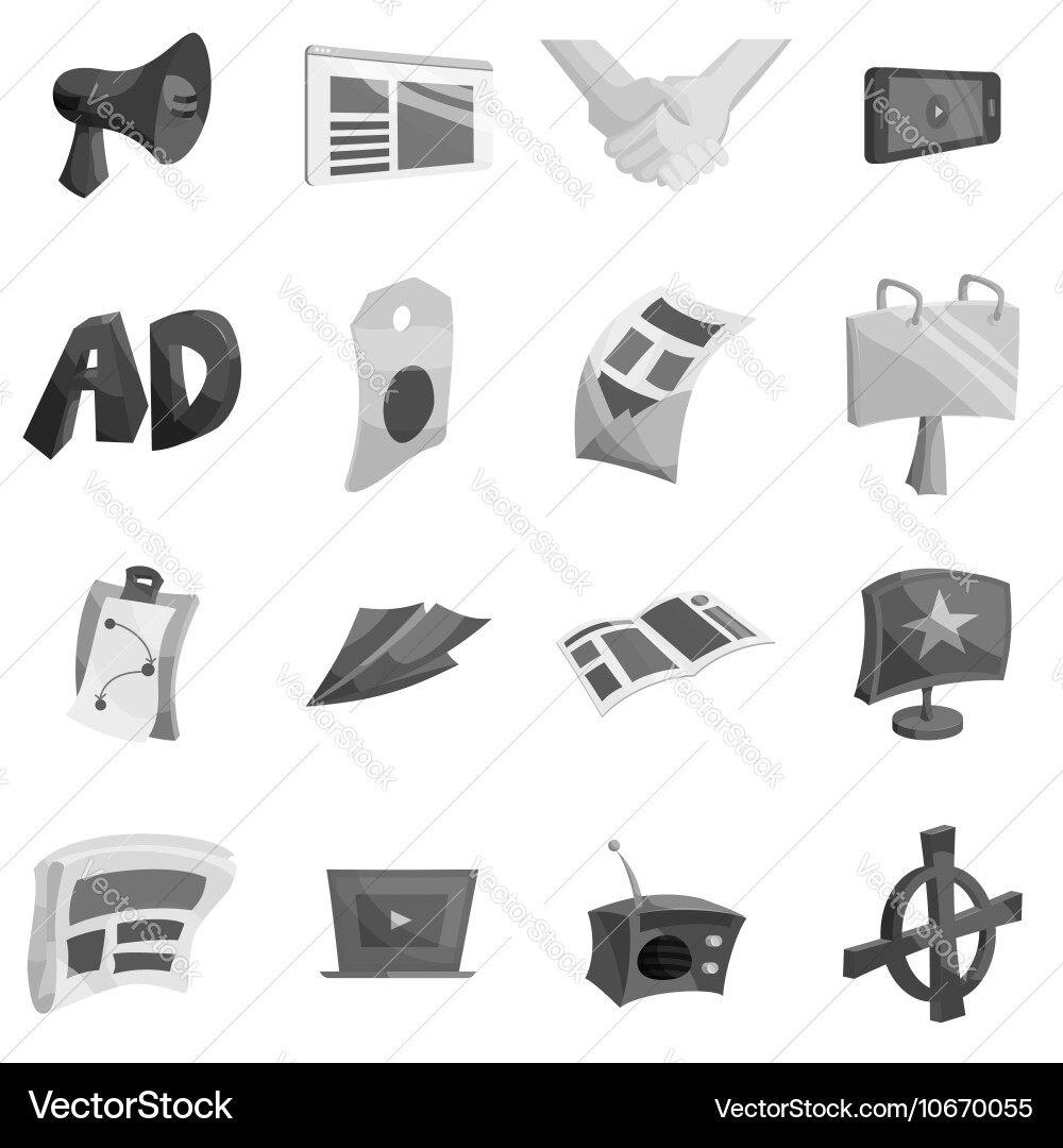 Advertisement icons set black monochrome style Vector Image