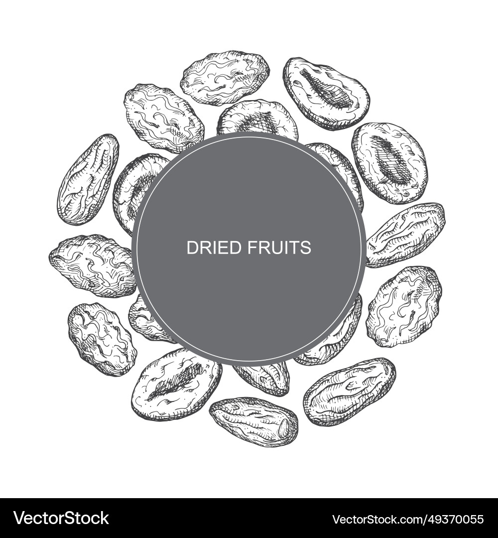 Dried fruits card hand drawn Royalty Free Vector Image