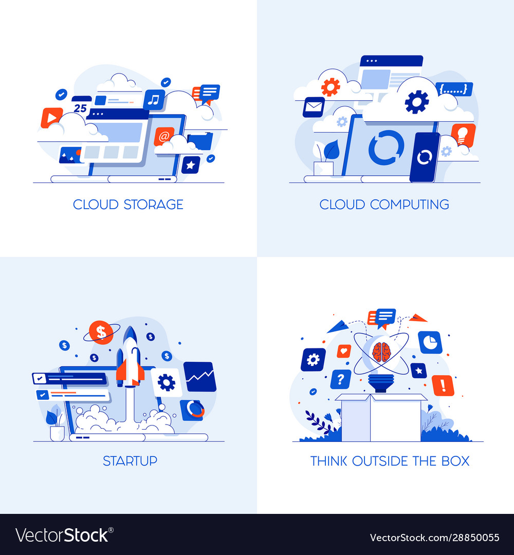 Flat designed conceptual icons 2 Royalty Free Vector Image