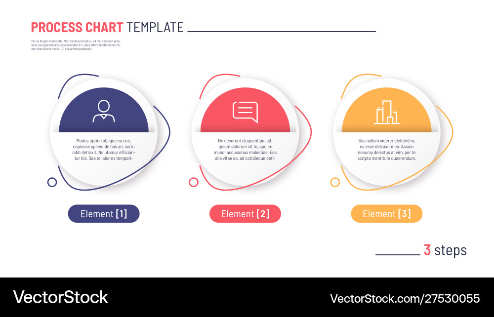 Infographic process chart template three Vector Image