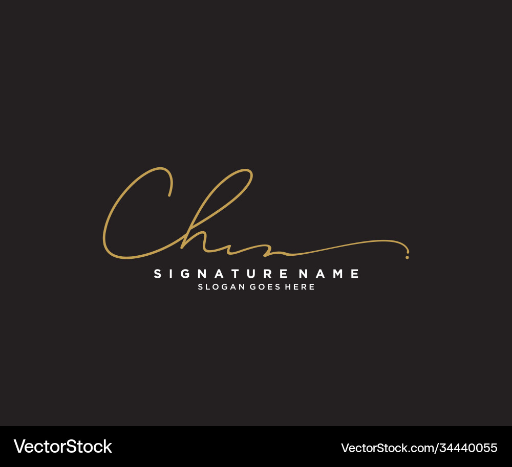 Letter ch signature logo template Royalty Free Vector Image