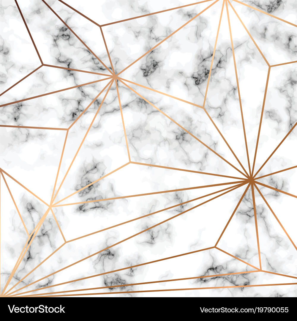 Marble texture design with golden geometric lines Vector Image