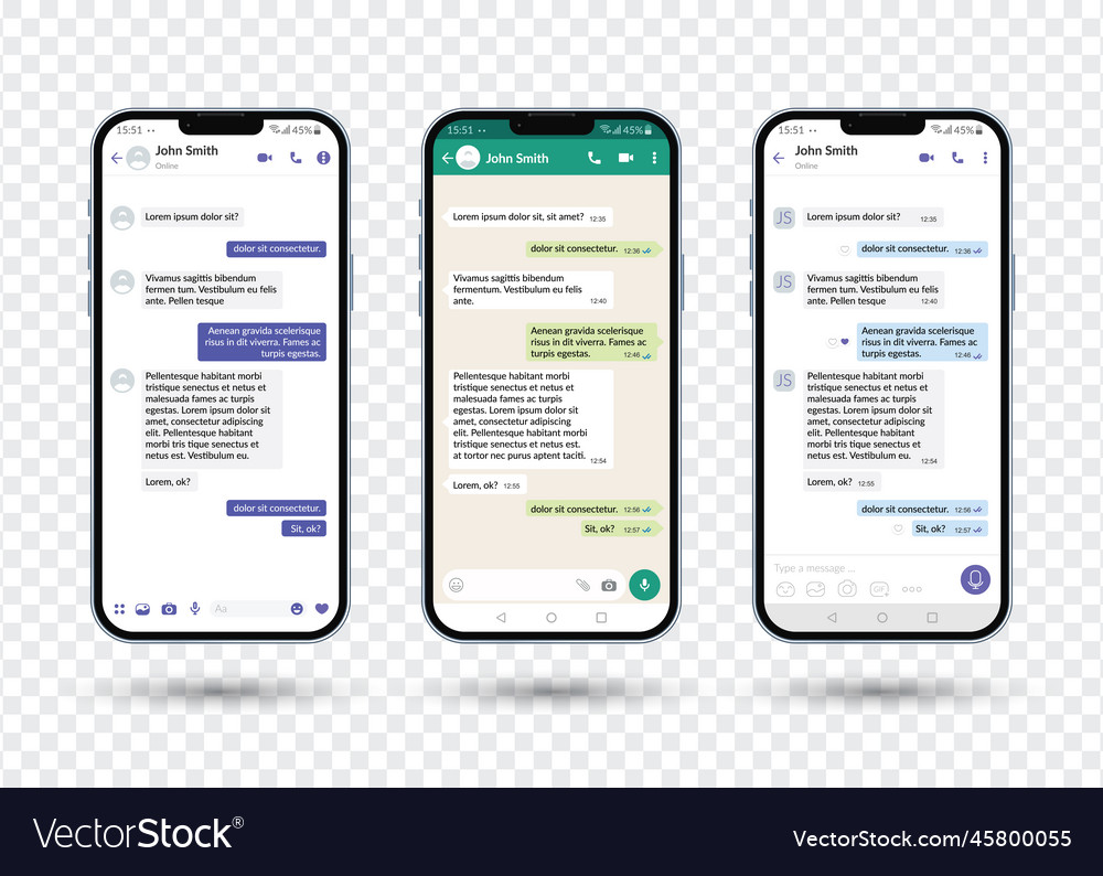 Messenger ui template social communication app Vector Image