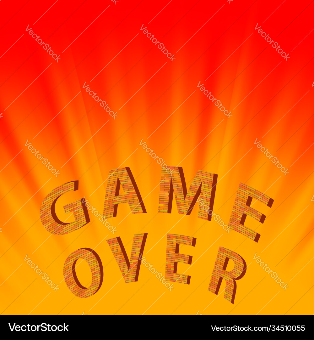 Retro pixel game over sign on red yellow Vector Image