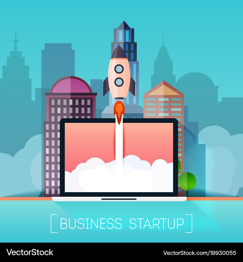 Successful startup business concept rocketship Vector Image
