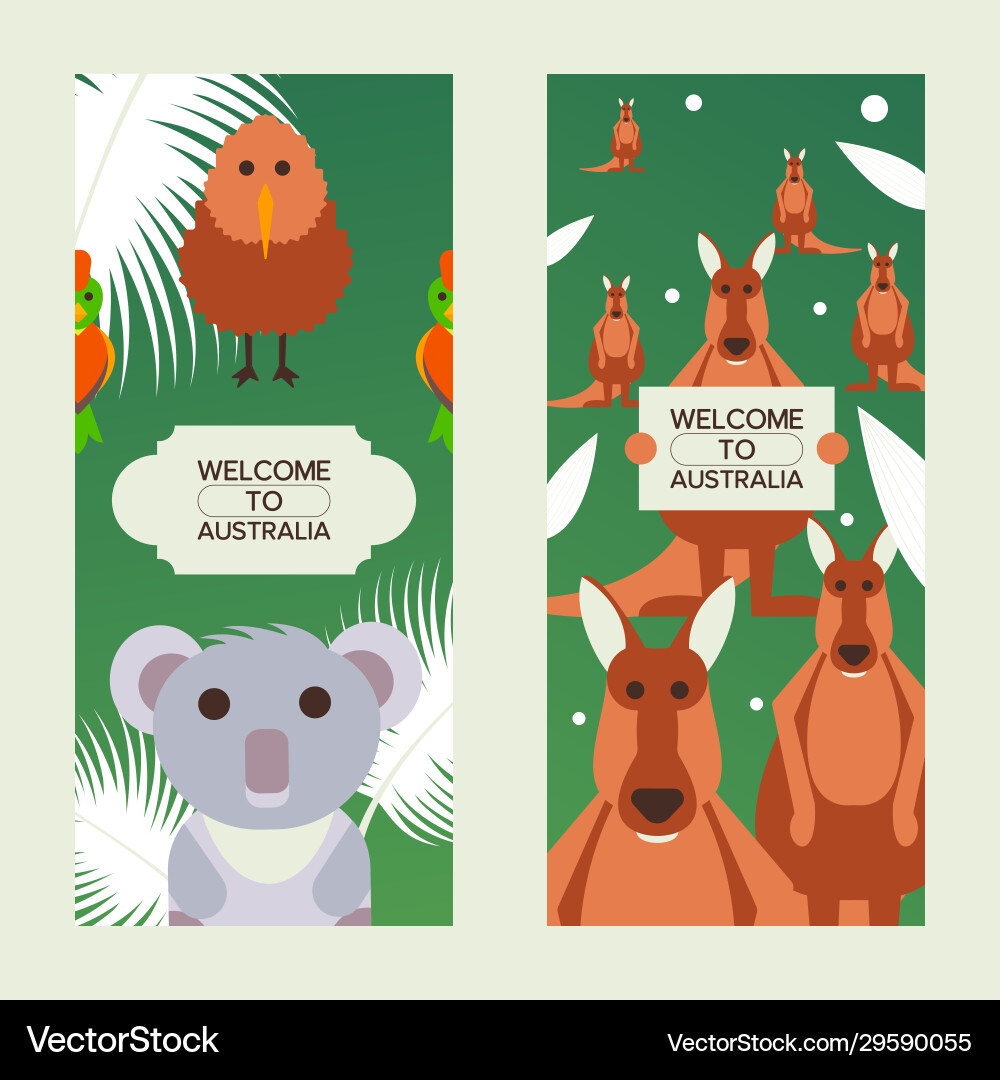 Welcome to australia vertical banners with cute Vector Image