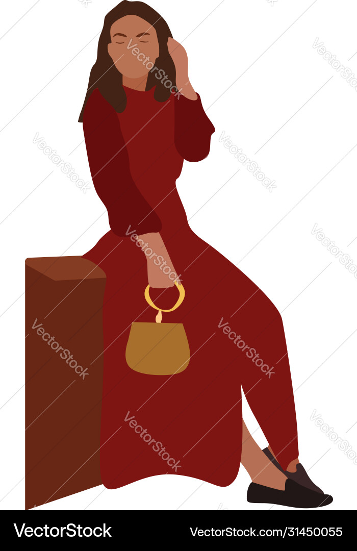 Woman in red on white background Royalty Free Vector Image