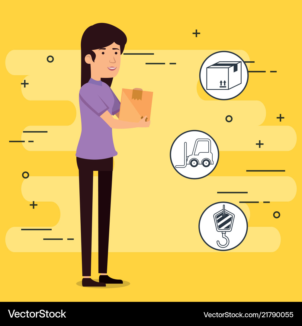 Woman receiver goods character Royalty Free Vector Image