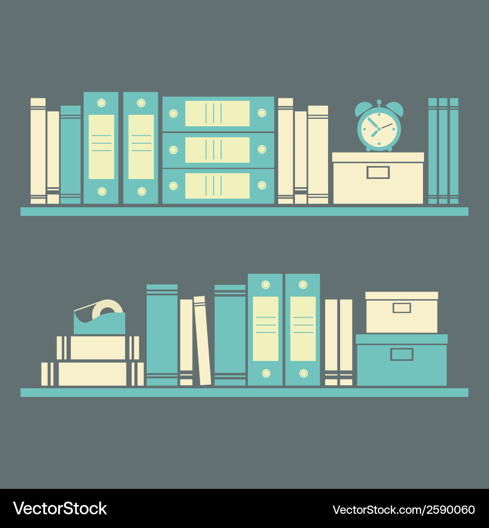 Abstract books shelf on a gray background Vector Image