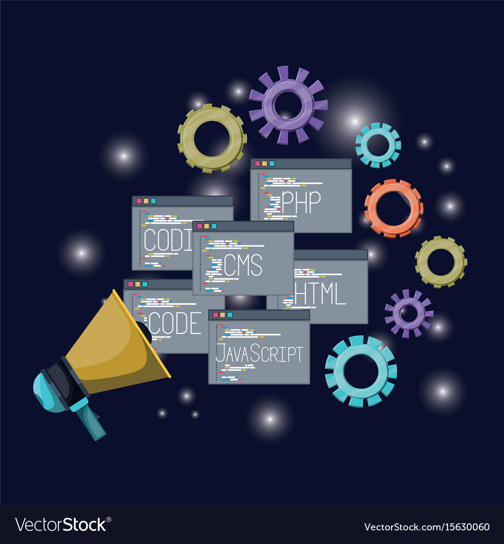 Blue Dark Background With Brightness Of Megaphone Vector Image