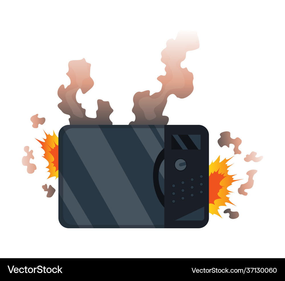 Broken home appliances damaged microwave Vector Image