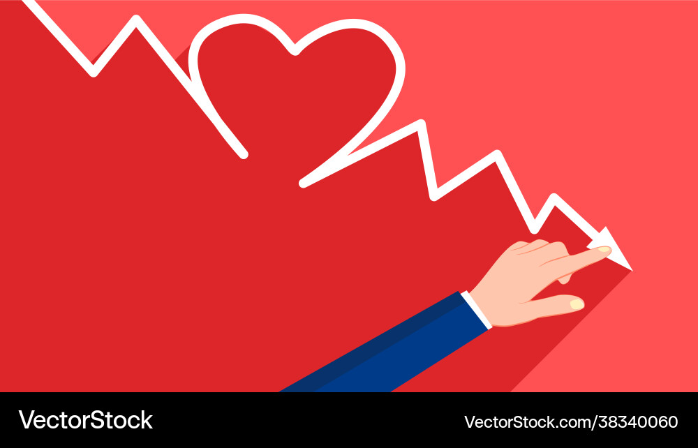 Businessman pointing to a downtrend graph Vector Image